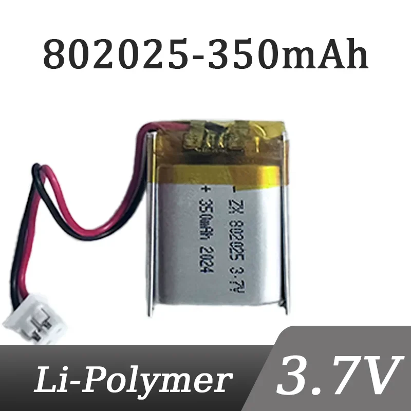 802025-3-7V-350mAh-Rechargeable-Lithium-Polymer-LiPo-Battery-with-jst ...
