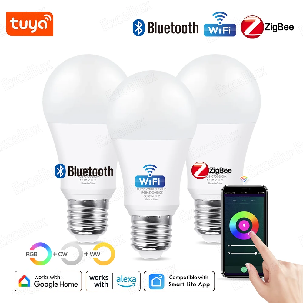 Tuya-L-mpara-inteligente-E27-Zigbee-bombilla-LED-RGB-CW-WW-de-15W ...