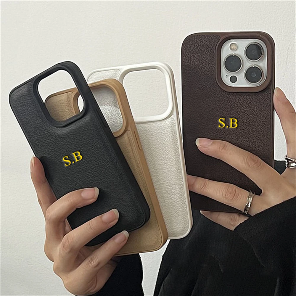 Luxury-DIY-Personalised-Customized-Initials-Gold-Leather-Retro-Solid ...