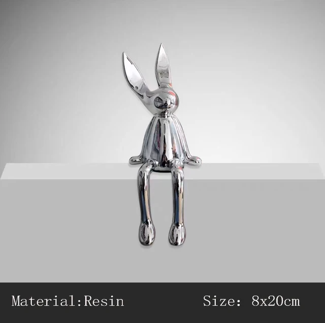 3 Piece Creative Shiny Rabbit Statue Home Decor Modern Nordic Animal ...