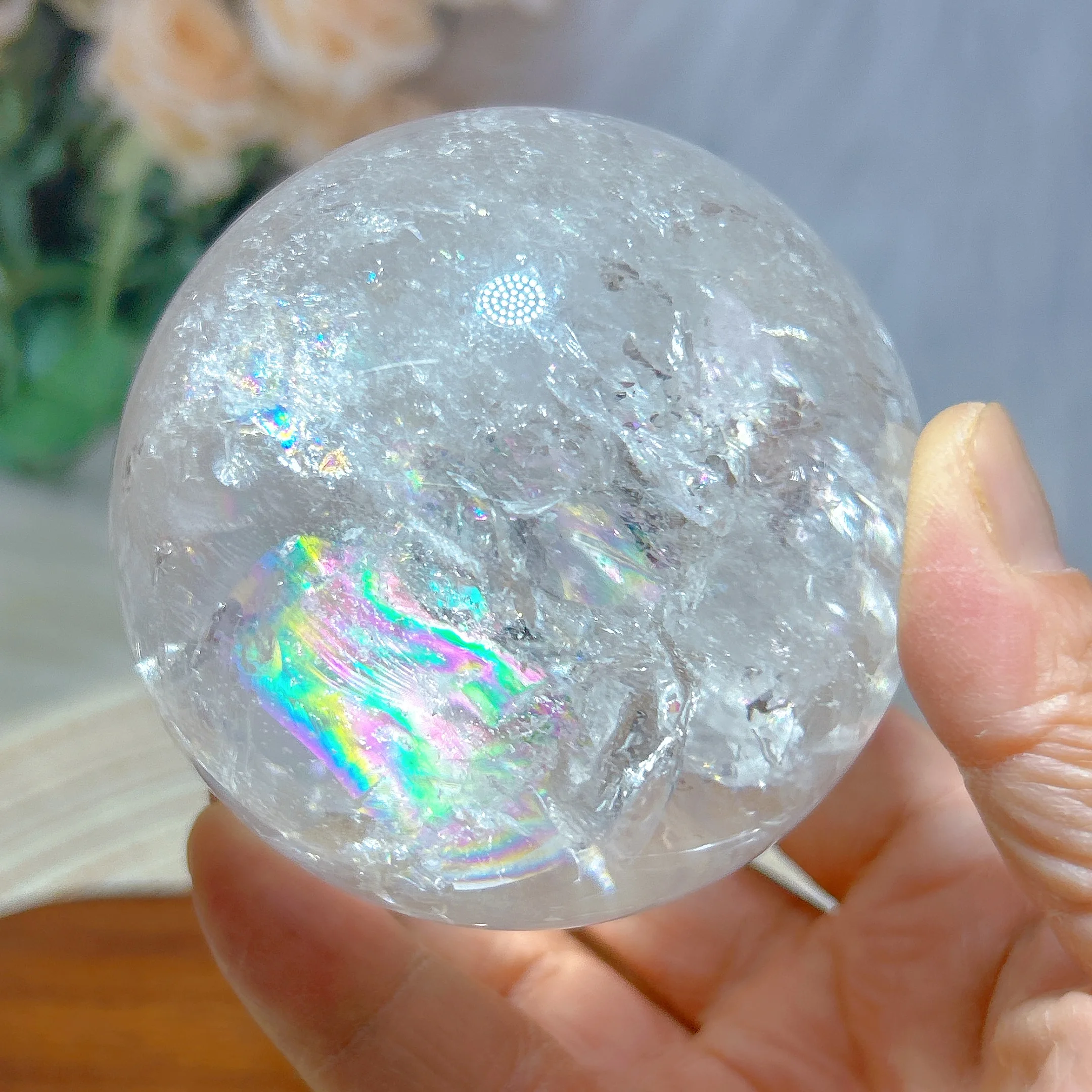 Clear-Quartz-Rainbow-Sphere-Ball-Natural-Crystals-Healing-High-Quality ...