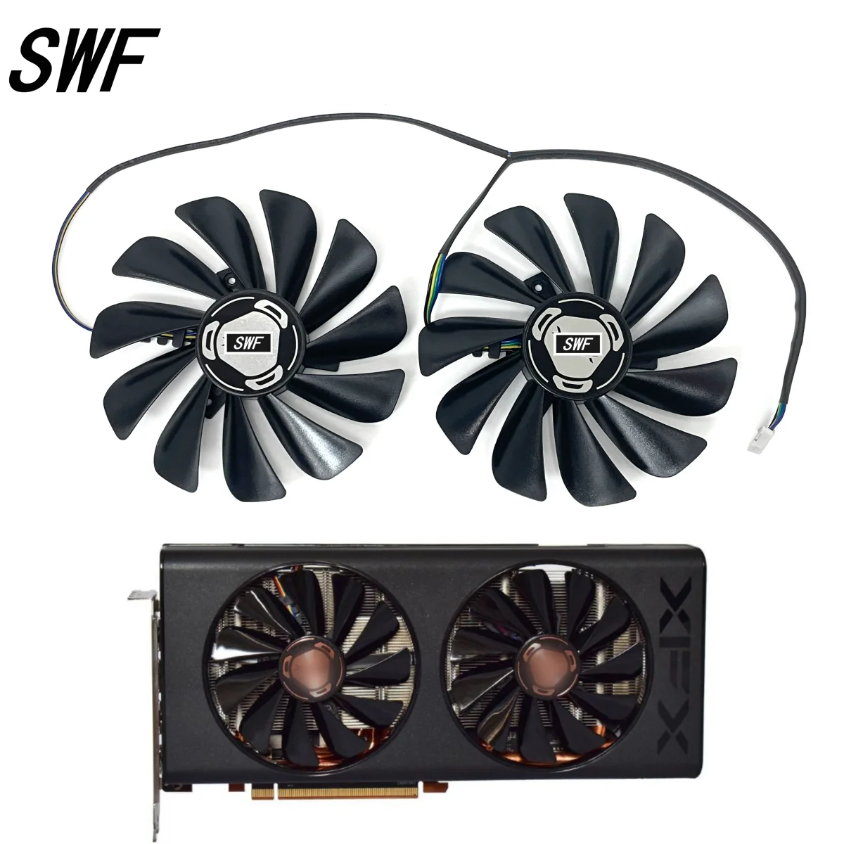 NEW 95MM 2PCS CF1010U12S 4PIN GPU Cooler Graphics RX5500 XT Fan XFX ...