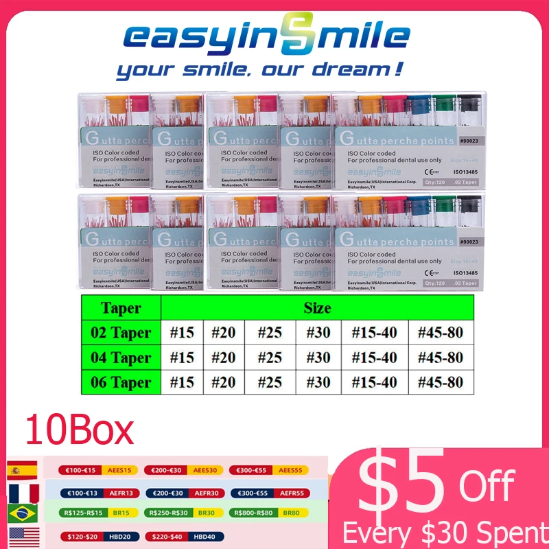 Easyinsmile Dental Gutta Percha Points Endodontic Endo Root Canal ...