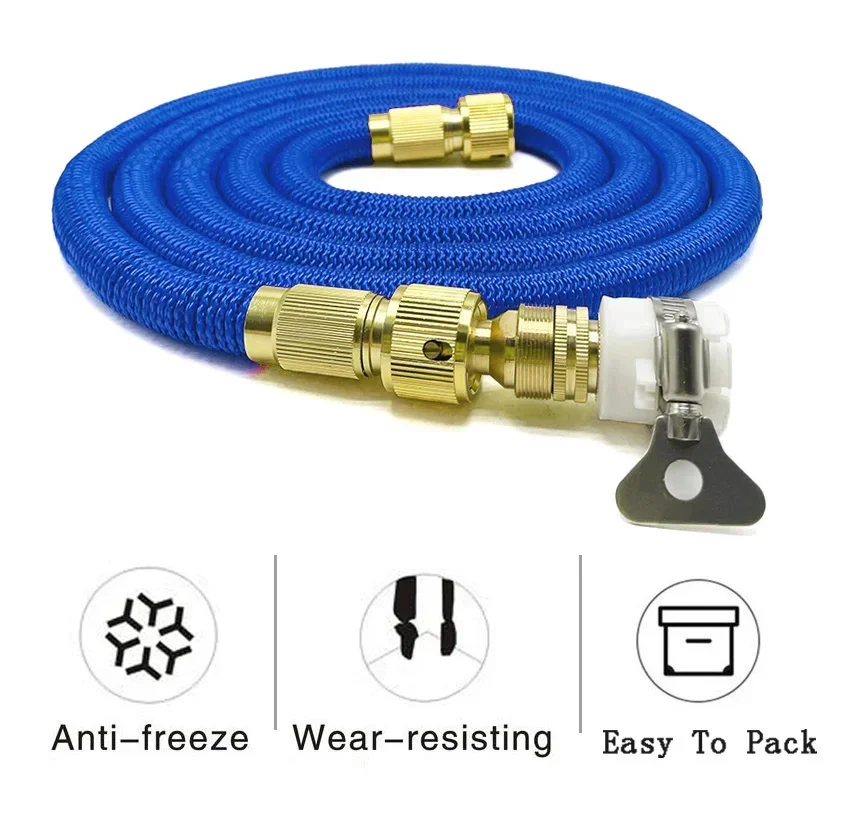 Telescopic Garden Hose with High Pressure Nozzle & 3 Adapters – Expands ...