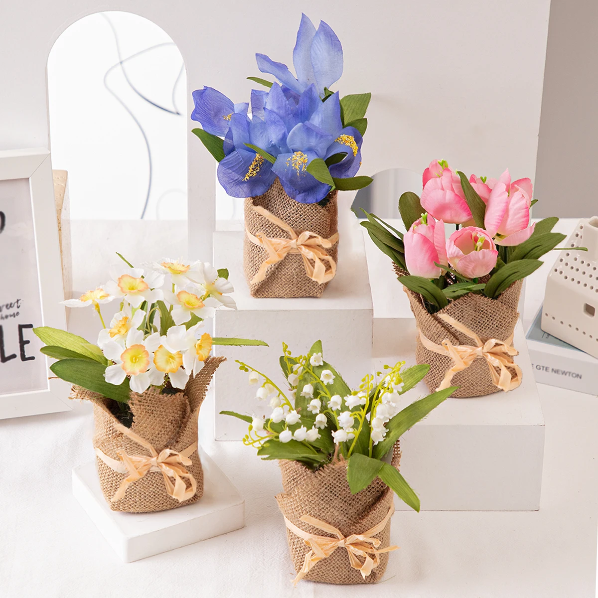 SIA FLOWER 1 Pc Tulip Daffodil Artificial Flowers Lily of the Valley ...