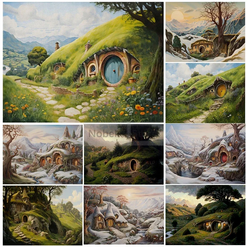 Middle Earth Hobbiton Travel Poster Shire Landscape Prints Canvas ...