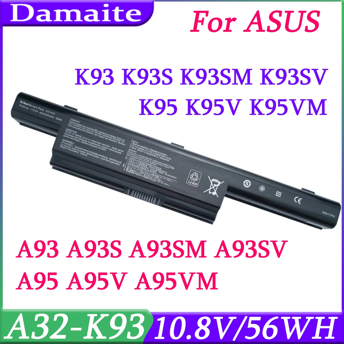 A32-K93 A42-K93 Laptop Battery for ASUS A93 A93S A93SM A93SV A95 A95V ...