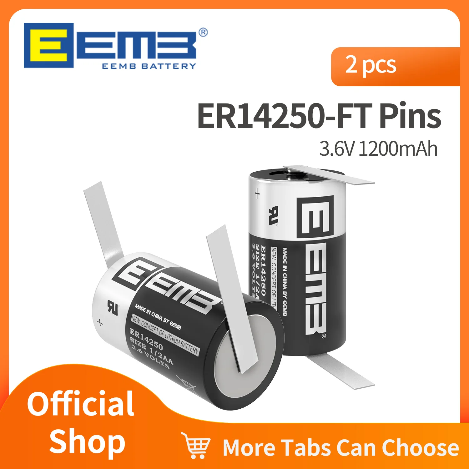 2PCS-EEMB-3-6V-1-2-AA-Battery-ER14250-Lithium-Battery-with-FT-Pin-14250 ...