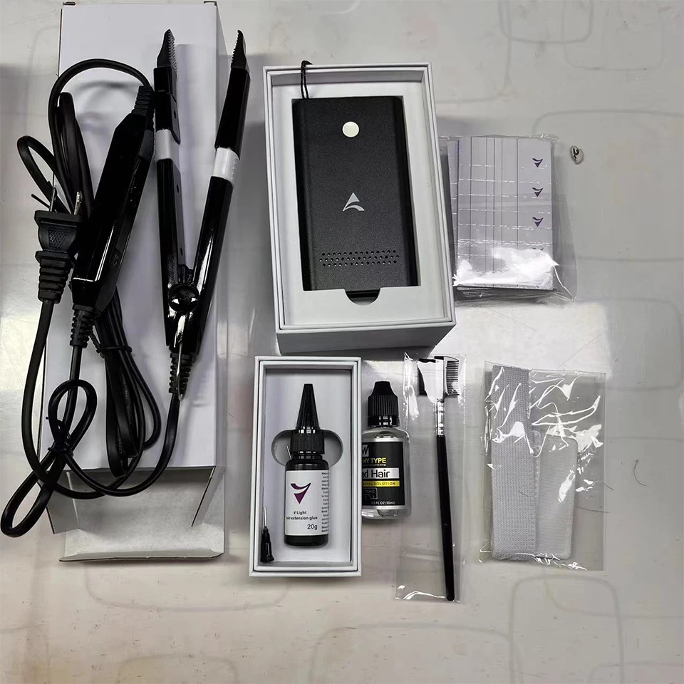 V-Light-Technology-Hair-Extension-Machine-Set-Combo-white-Hair ...