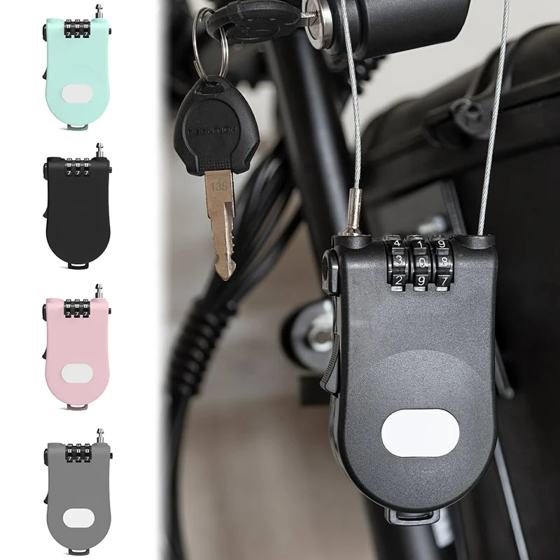 Universal-Motorcycle-Helmet-Password-Lock-Telescopic-Wire-Rope-Cable ...