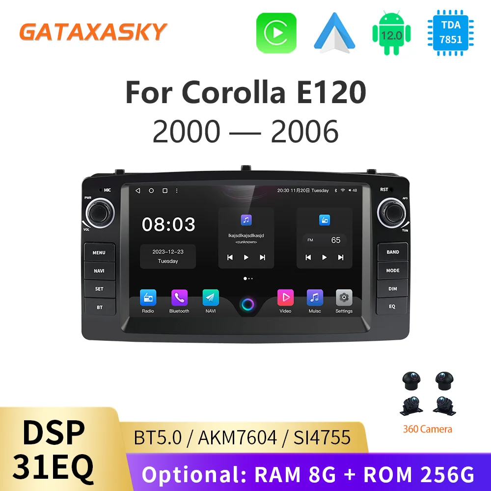 GATAXASKY-Android-12-Wireless-CarPlay-Android-auto-Car-Radio-Multimedia-GPS-for-Toyota-Corolla ...