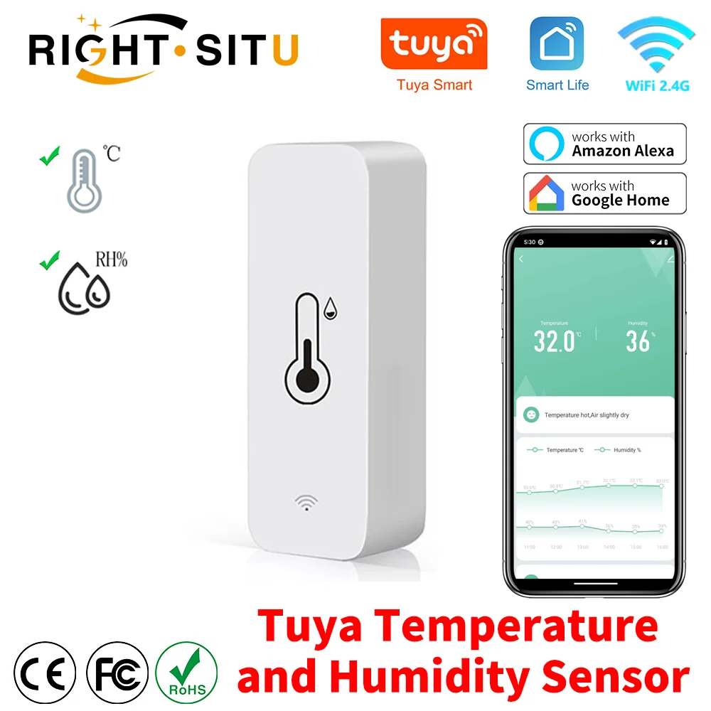 Sensor de temperatura y humedad con WiFi, Monitor remoto SmartLife para ...