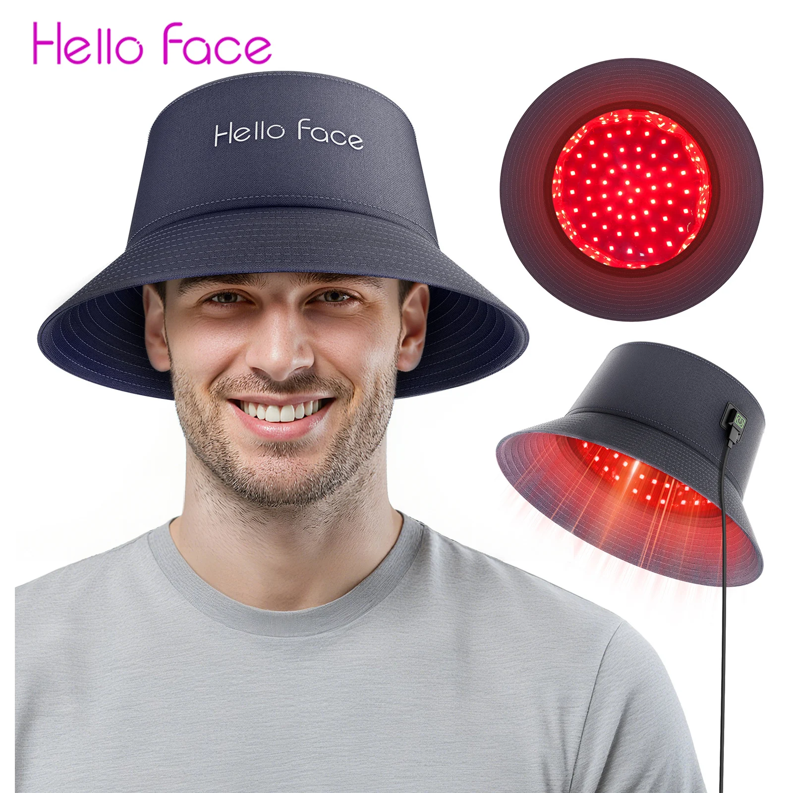 Red Light Therapy Hair Growth Bucket Hat T100 660nm&850nm 336Pcs LED ...