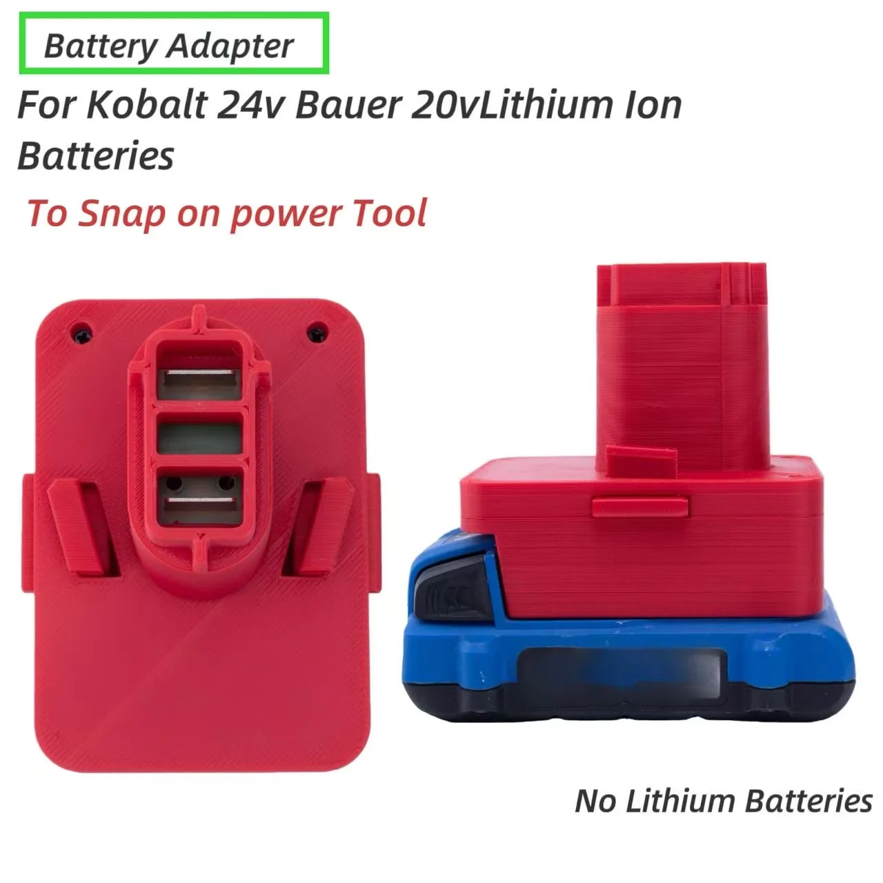 .Batteries Converter Adapter For Kobalt 24v /Bauer 20V Lithium Ion To ...