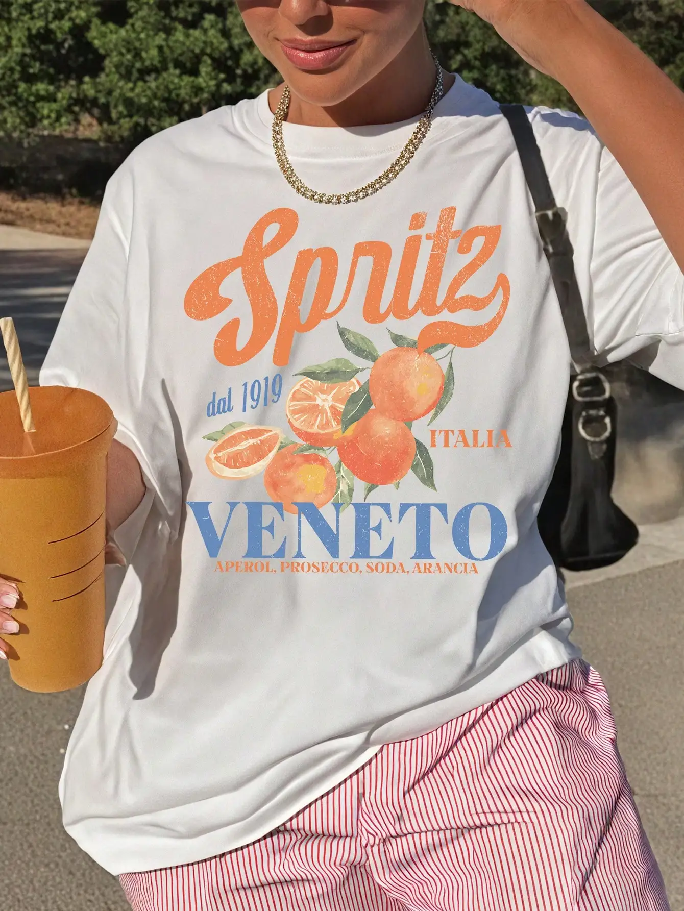 Spritzy Veneto Funny Orange Fruits Design T-Shirt Women Sport Summer ...