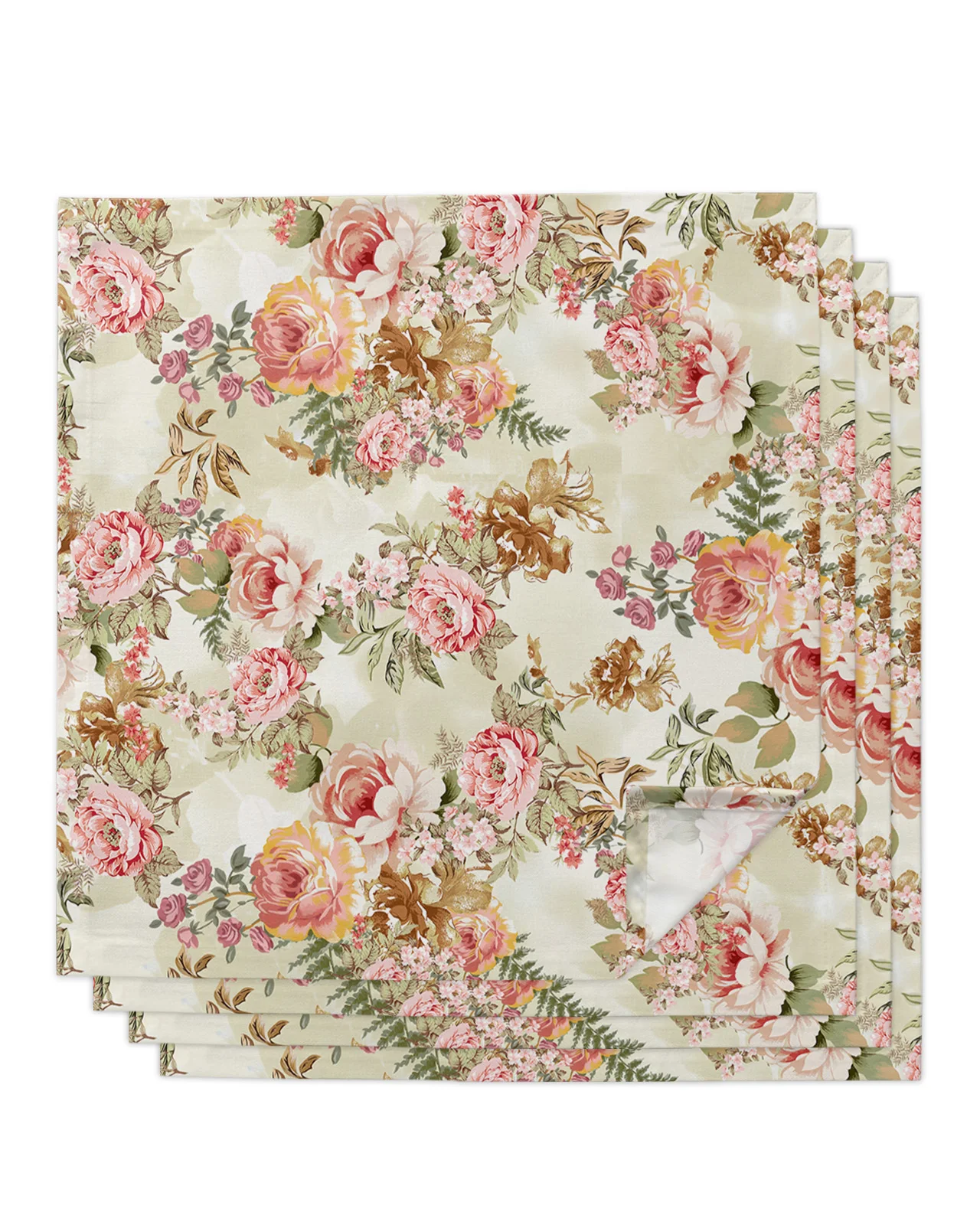 4pcs-Vintage-Floral-Abstract-Overlay-Foliage-Square-50cm-Table-Napkin ...