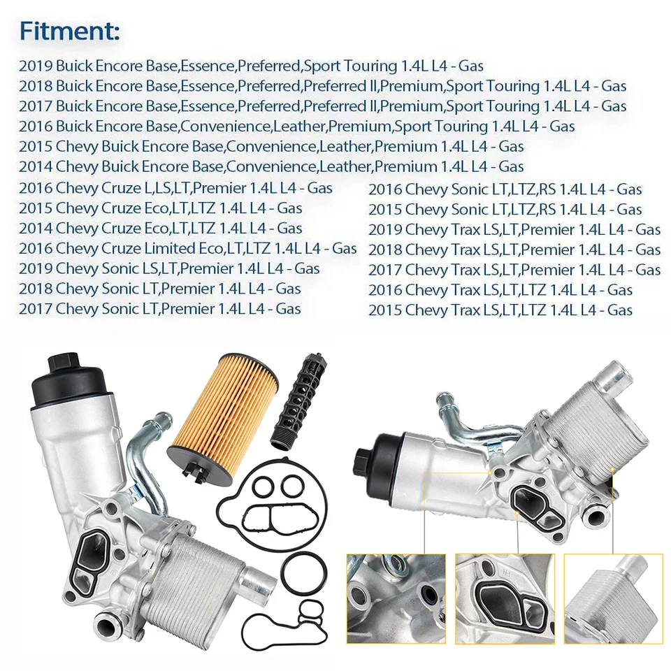 Oil Filter Housing 55566784 Cooler Assembly For Chevry Cruze Sonic Trax ...