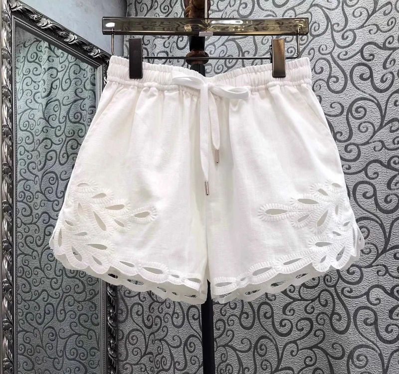 100%Cotton Shorts 2025 Spring Summer Style Ladies Elastic Waist Pocket ...