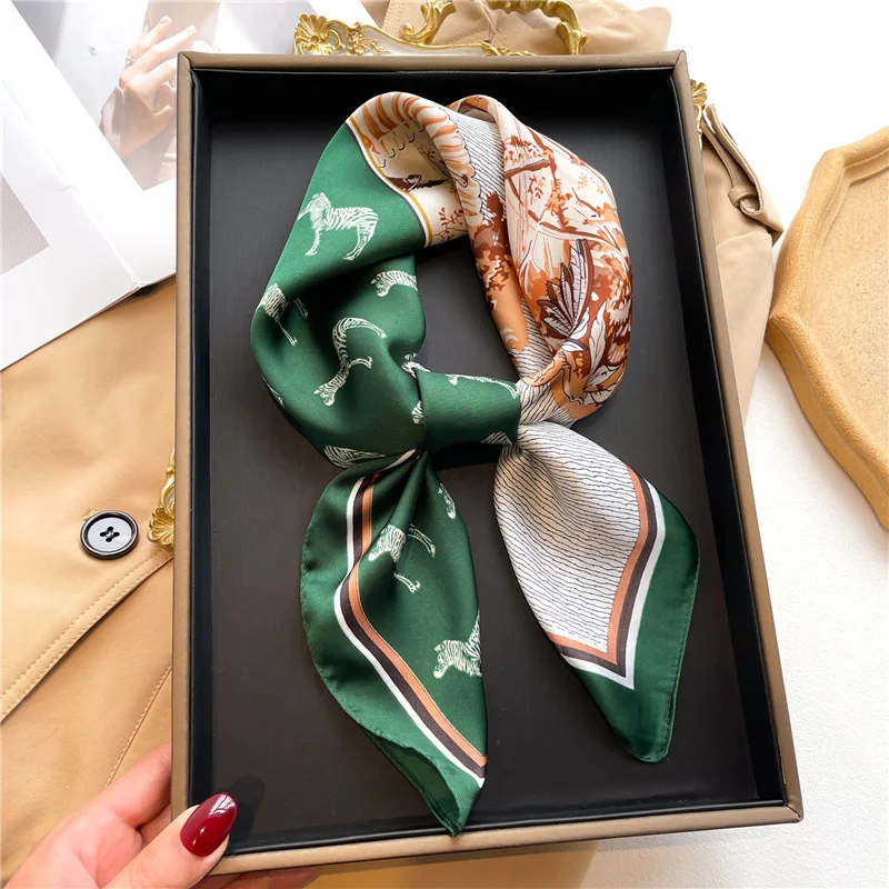 Luxury New 70*70cm Silk Satin Hair Scarf Women Handkerchief Horse ...