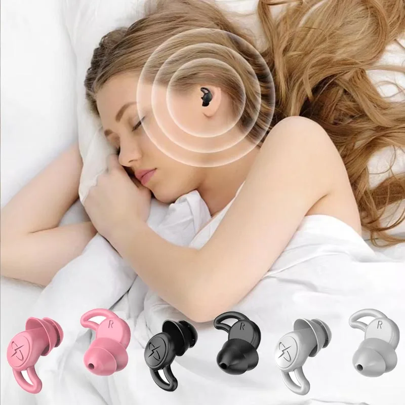 Silicone Sleeping Ear Plugs Sound Insulation Protection Ear Anti-Noise ...