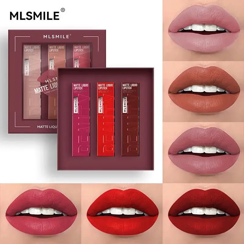 3-piece Set Make Up Velvet Lip Gloss Lipstick Matte Woman Makeup Long ...
