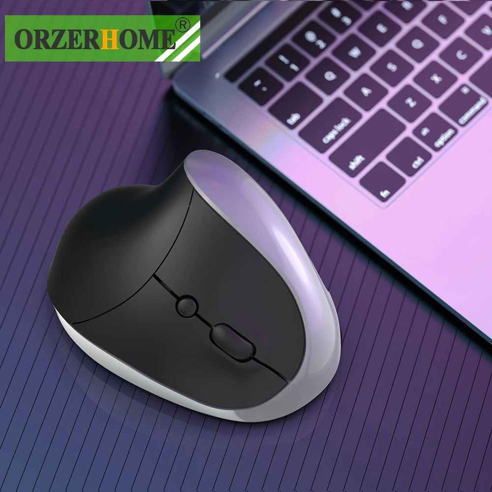 ORZERHOME Recarregável Vertical Mouse Sem Fio 2.4G USB Gaming 2400 DPI Mouse Computador Sem Fio ...
