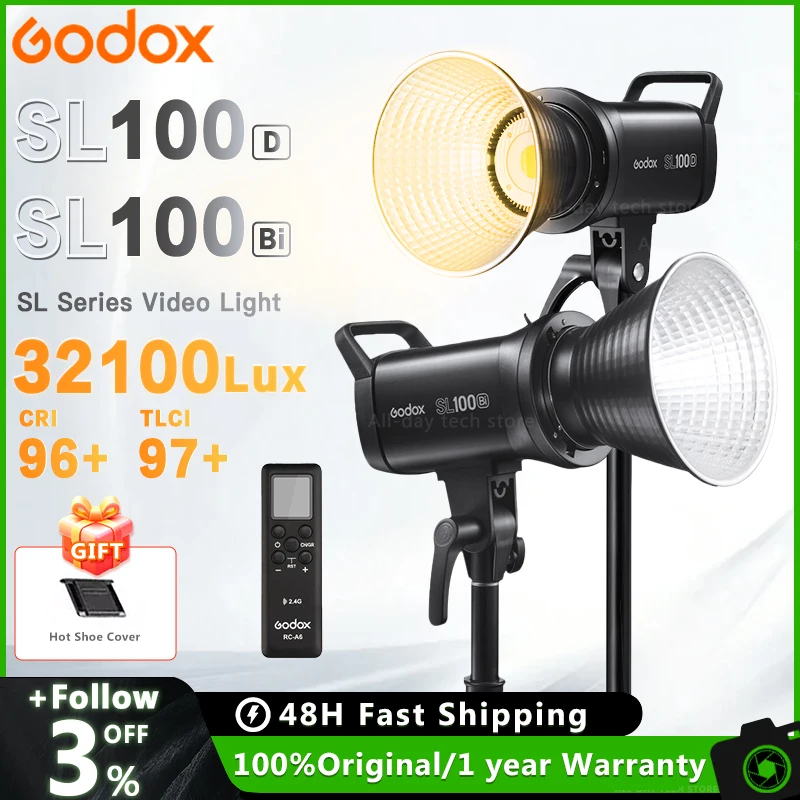 Godox-SL100D-SL-100D-SL100Bi-100W-5600K-White-Version-LCD-Panel-LED-Video-Light-Continuous ...