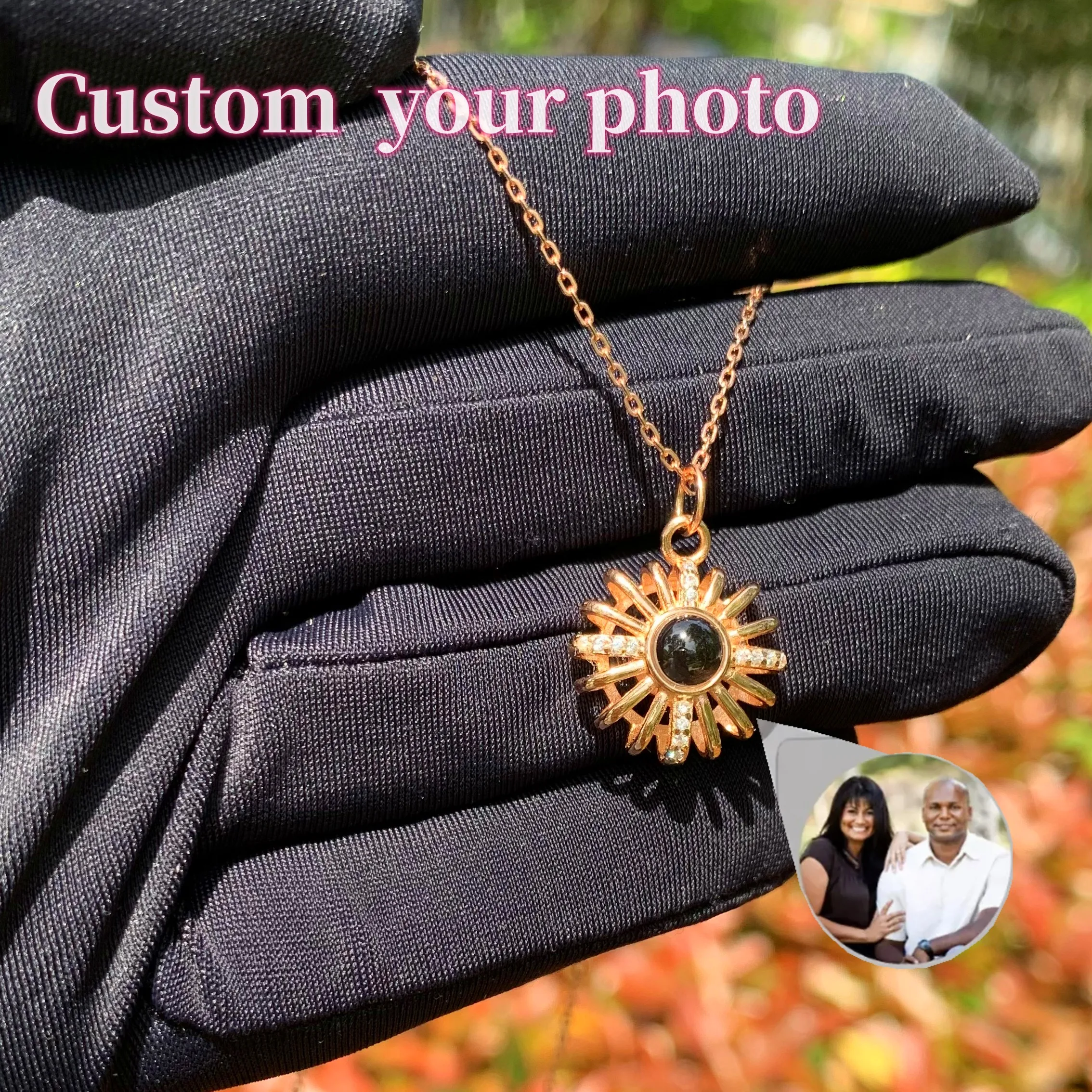 Personalized photo projection necklace store