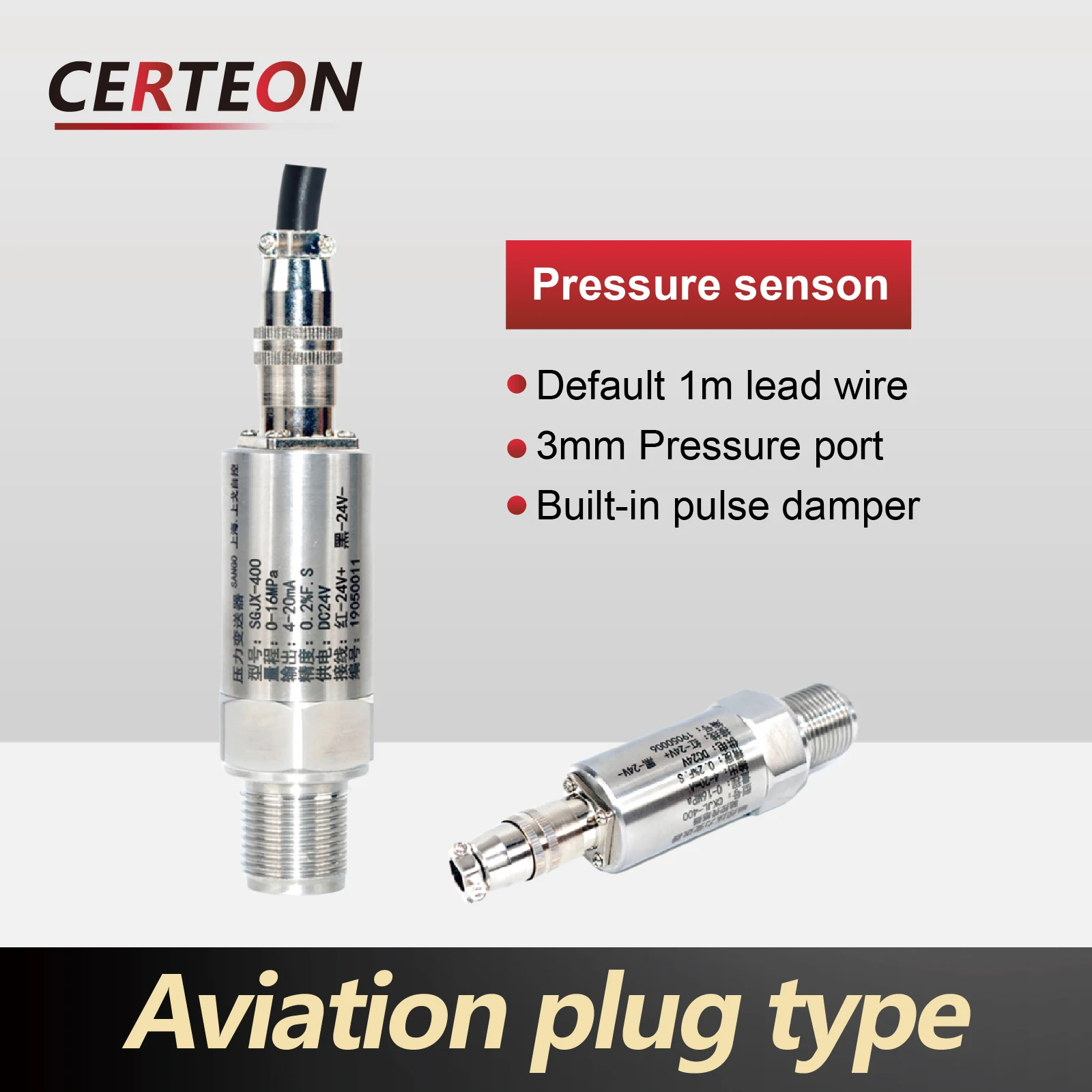 Aviation Plug Pressure Transmitter 4-20mA RS485 0-10V 0-5V Output ...