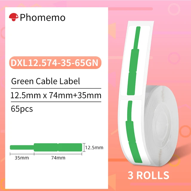 Phomemo D30 Adhesive Cabel Wire Label Sticker 3/8"x2 7/8"+1 3/8" (12 ...