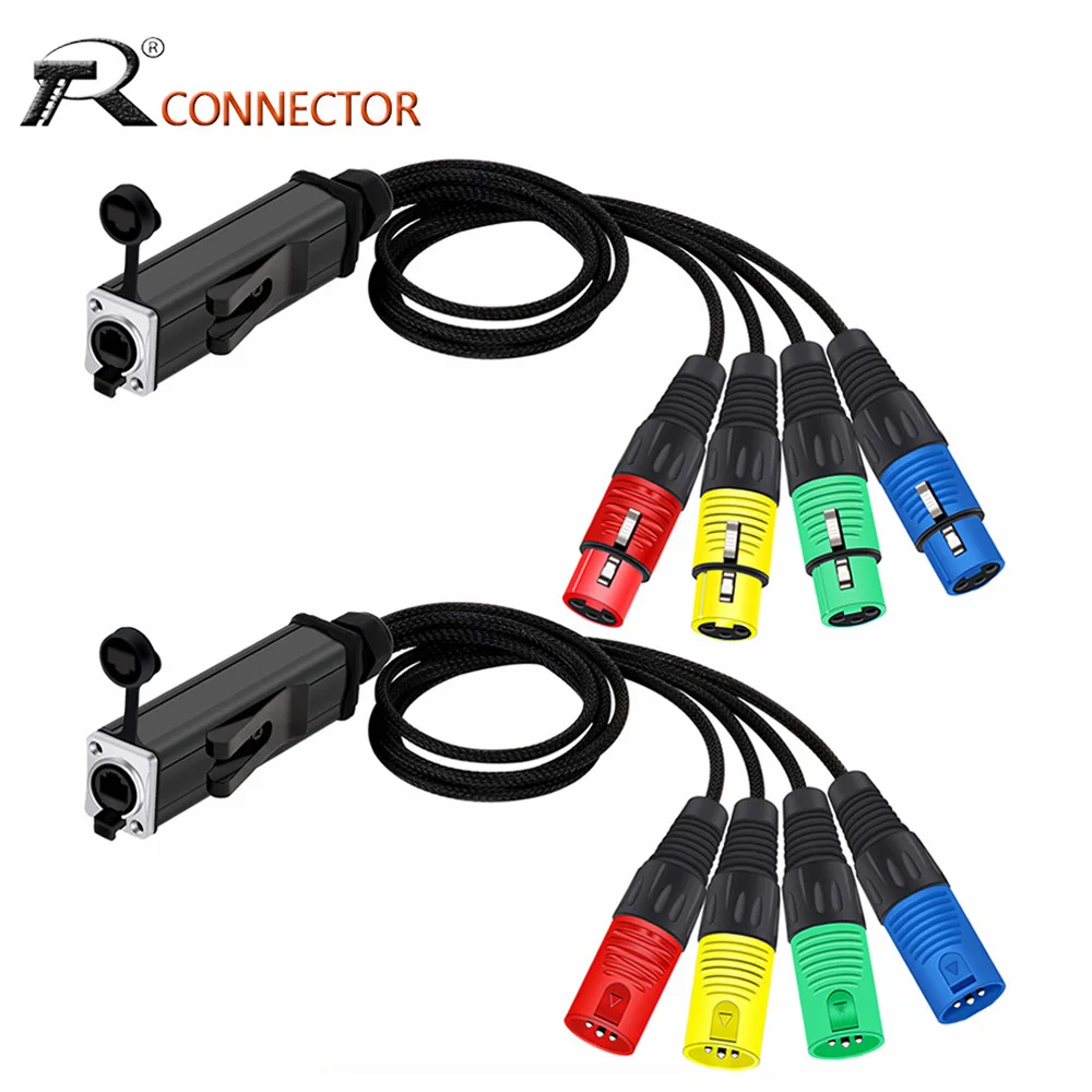 RJ45-to-Audio-4-Channel-3Pin-XLR-Extender-Multi-Network-Receiver-Cable ...