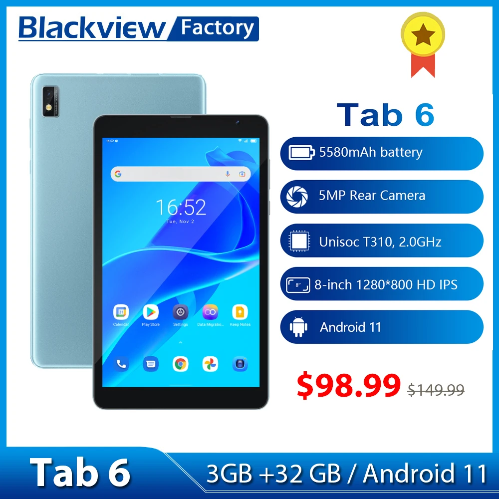 Blackview tab 6 3gb 32gb tablet 8 Polegada 1280*800 exibição android 11 ...