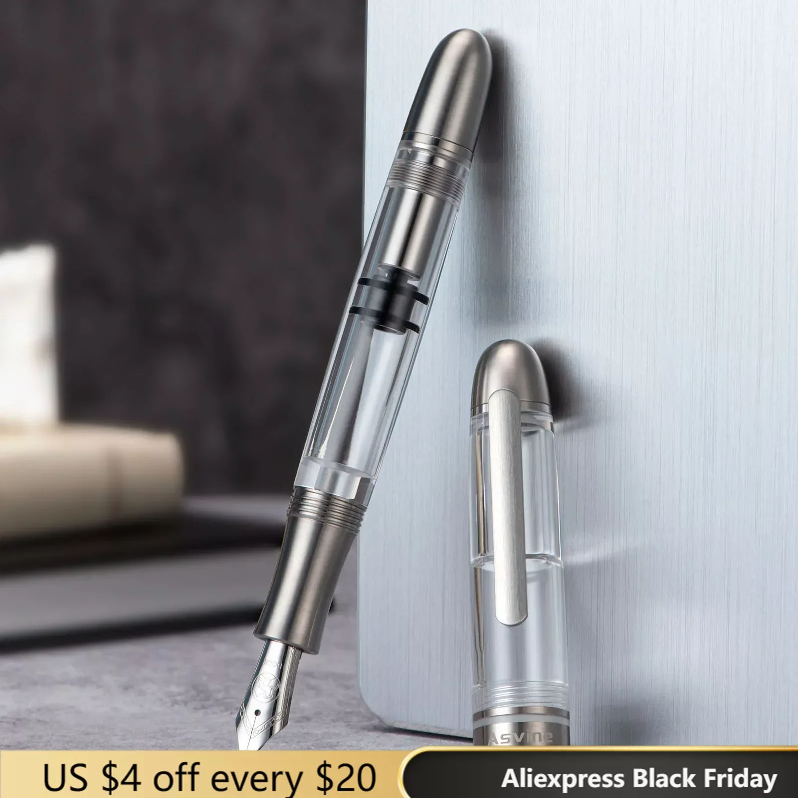 Asvine-P36-Piston-Filling-Fountain-Pen-Bock-Asvine-EF-F-M-Nib-Titanium ...