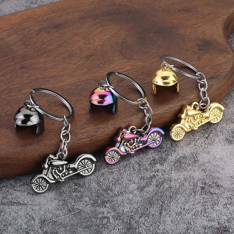 Personalized Men's Keychain Trendy Motorcycle Model with Helmet Pendant ...