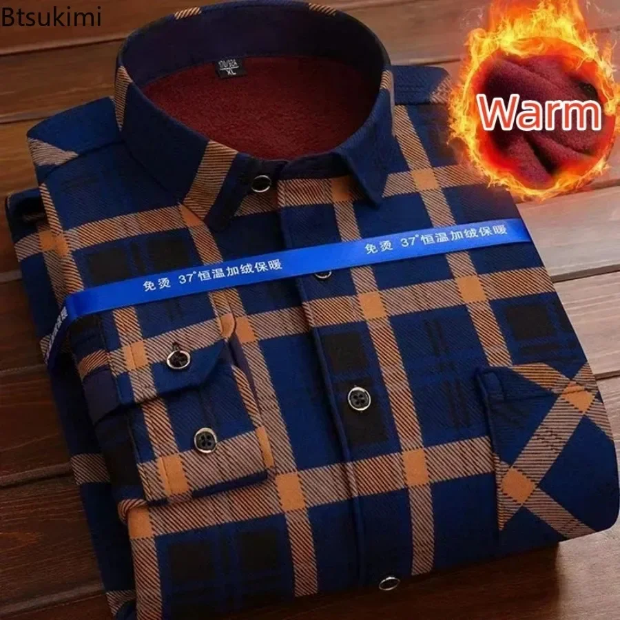 2024-Men-s-Winter-Casual-Warm-Plaid-Shirts-Long-Sleeve-Thick-Fleece ...