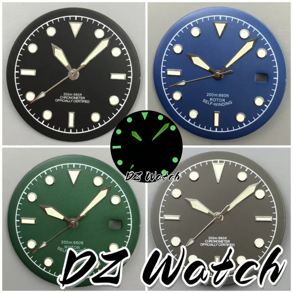 DZ 33.5mm Watch Dial Hand Set Black Blue Green Gray Dial White hands ...
