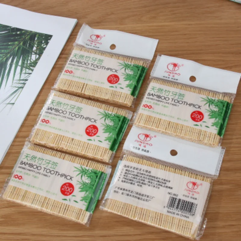 Household Disposable Fine Bamboo Toothpick Single Head Portable Bag ...
