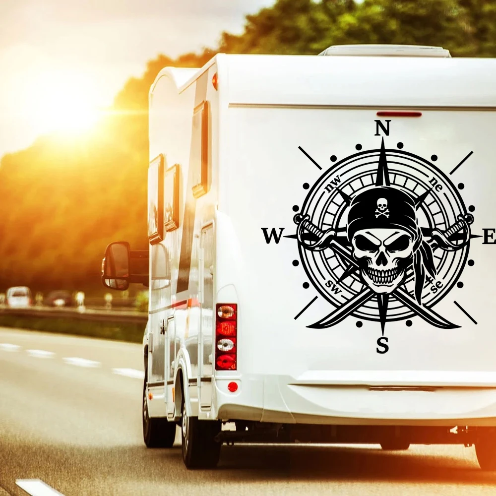Nautical Pirate Compass Skull Truck Car Sticker Decal Hood Door Body ...