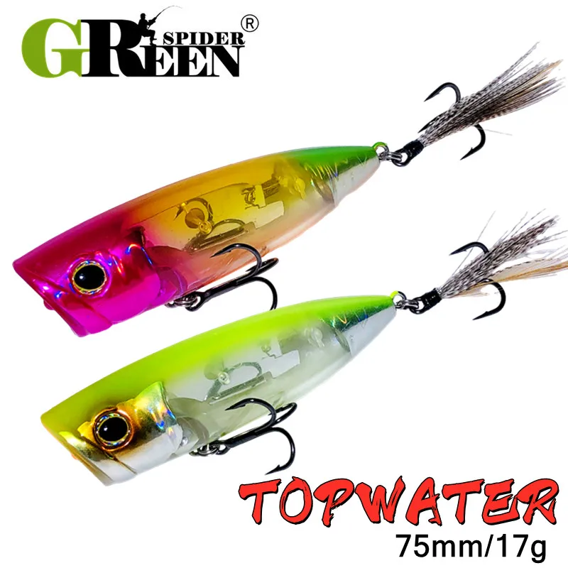 GREENSPIDER-Flash-Blade-Popper-Fishing-Lure-75mm-17g-Topwater-Poppers ...