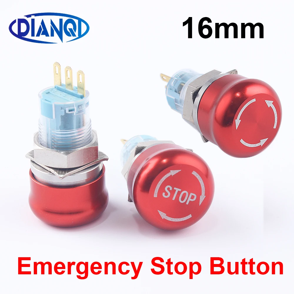 16mm-Emergency-Stop-Metal-Button-Mushroom-Head-Push-Button-Stop-Switch-1NO1NC-2NO2NC-Latching ...
