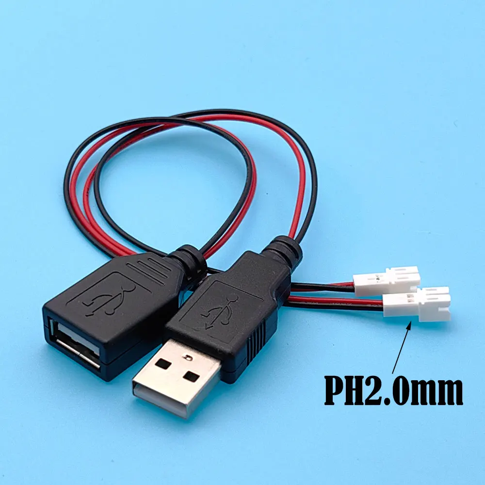 USB male female to PH2.0mm-2P female terminal wire 2-core power supply ...