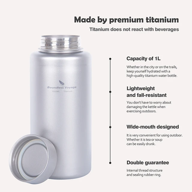 Boundless Voyage 1050ml 純チタンボトル 広口 大容量 直飲み
