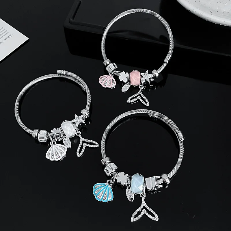 DIY-Bead-Twisted-Cable-Elastic-Wire-Charm-Women-Bracelets-Stainless ...