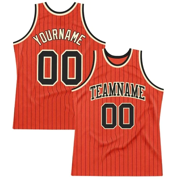 Custom-Orange-Black-Pinstripe-Black-Authentic-Basketball-3D-Print-Team ...