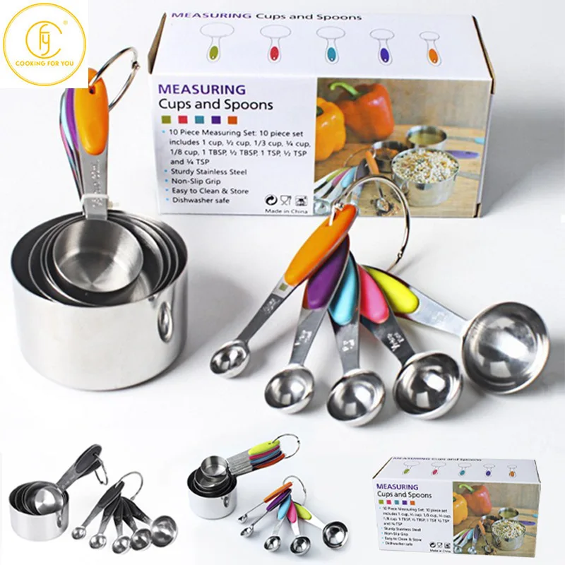10-Pcs-Food-Grade-Stainless-Steel-Measuring-Spoon-and-Cup-Set-with ...