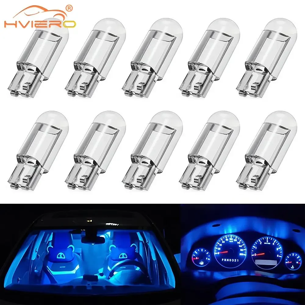 10x-W5W-168-194-T10-Glass-Shell-Cob-LED-Car-Accessories-3000K-Amber ...
