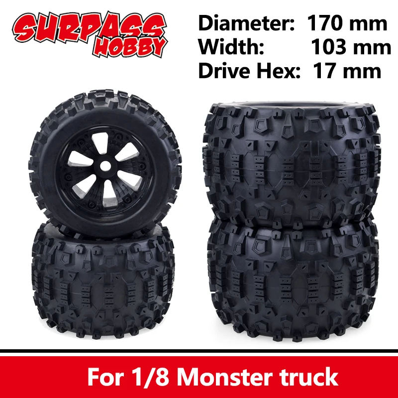 Surpass-Hobby-4PCS-170MM-17mm-Hub-Wheel-Rim-Tires-Tyre-for-1-8-Monster ...