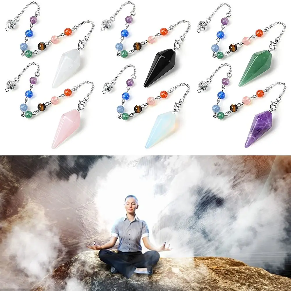 Natural-Stone-Reiki-Pendulum-Pendant-Gemstone-Rock-Amulet-Dowsing ...