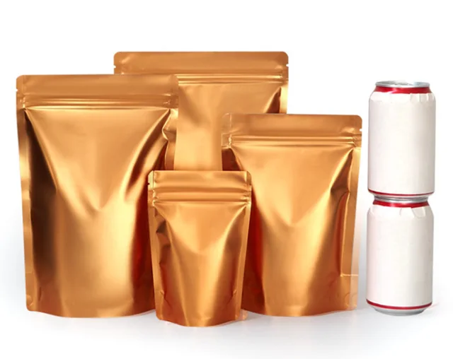 Heat Sealable Black Gold Stand Up Mylar Package Bags Pouches Matte ...