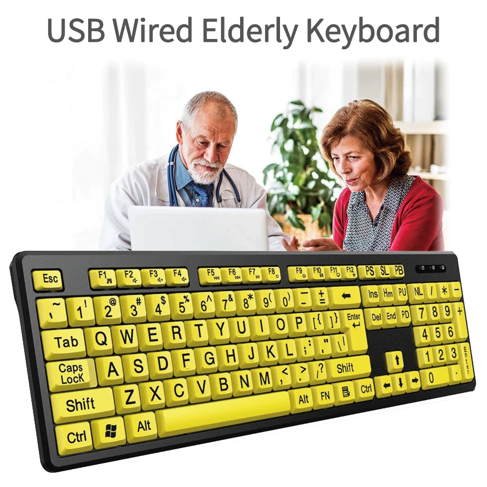 Large-Font-Print-USB-Wired-Keyboard-104-Keys-Full-Size-Computer ...